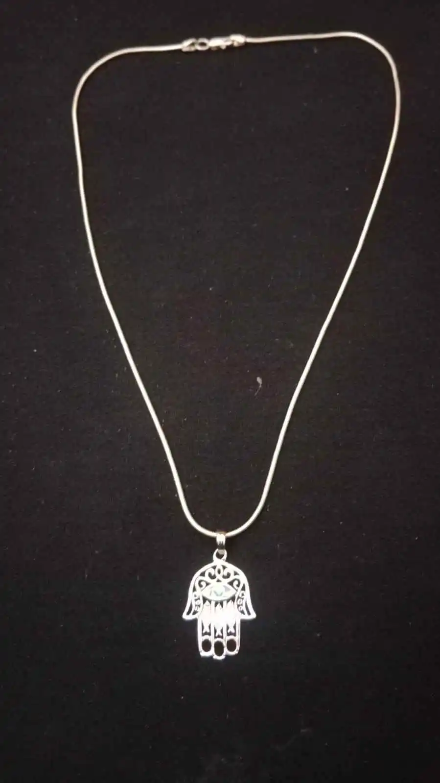 Hamsa Hand Necklace with Evil Eye Charm - KAALIVIDYA