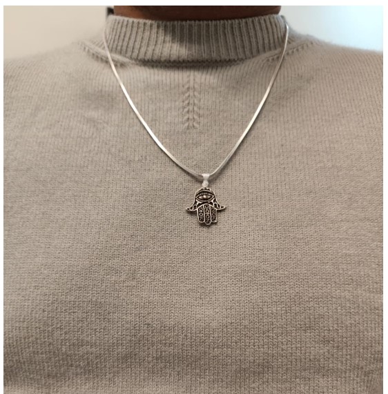 Hamsa Hand Evil Eye Remover with Silver Chain - KAALIVIDYA