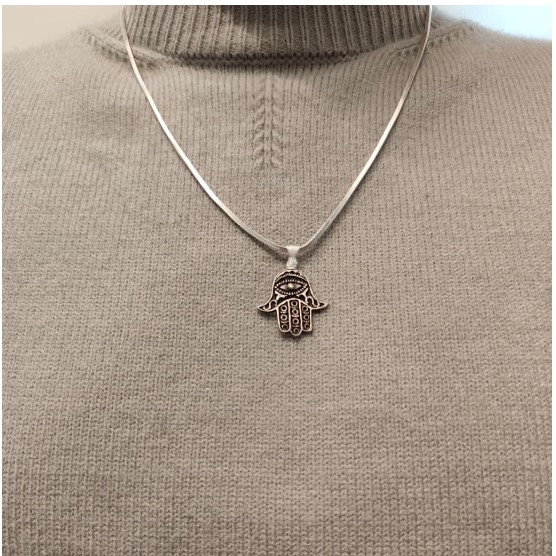 Hamsa Hand Evil Eye Remover with Silver Chain - KAALIVIDYA